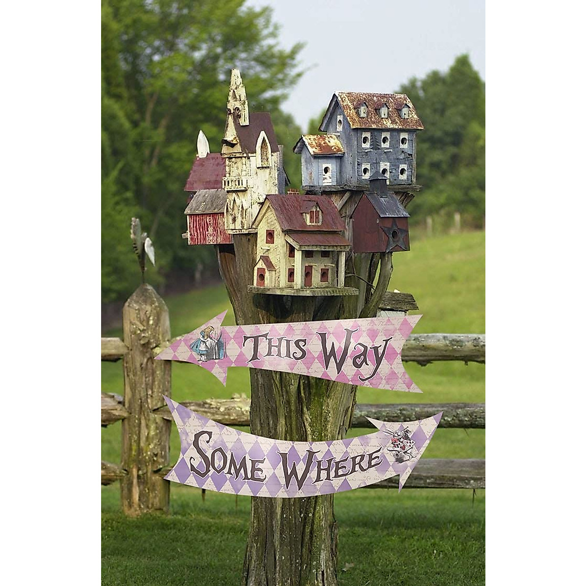 Alice in Wonderland Party Decorations, Mad Hatter Tea Party Supplies, Arrow Hanging Signs Pack of 10(Double-Sided Design)