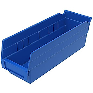 Akro-Mils 30120 Plastic Nesting Shelf Bin Box, (12-Inch x 4-Inch x 4-Inch), Blue, (24-Pack) & 40120 Crosswise Width Plastic Divider for 30120, 30128, 30124 Shelf Bin Storage Bins, Black, (24-Pack)