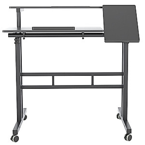 SDHYL 31.5 inches Movable Laptop Desk with Mouse Board Adjustable Height and Angle Anti-Slip Workstation Home Office Desk with Tablet Slot Portable Student Desk, Black, S7-ZS-101-2BK-US