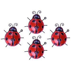 IMIKEYA 4pcs Wrought Iron Lawn Ladybug Simulation Ladybug Simulated Ladybug Garden Ladybug Iron Art Ladybug Iron Ladybug Yard Ladybug Decoration Ladybug Model Ladybug Decorations