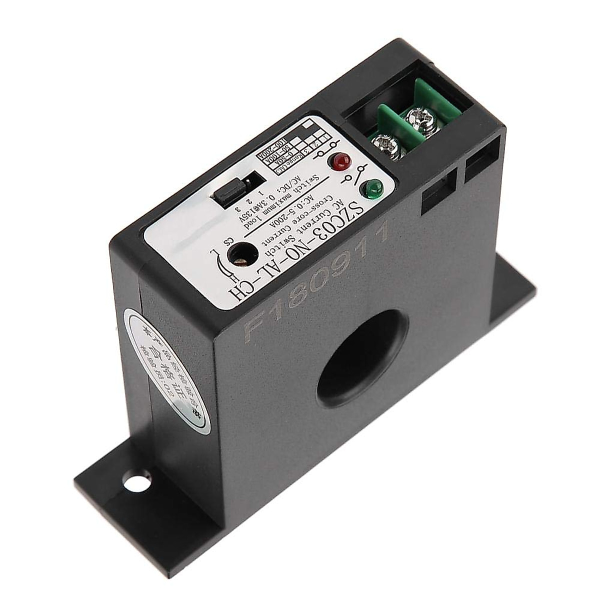 Akozon Current Sensing Switch Normally Open Current Sensing Switch Adjustable AC 0.5-200A SZC03-NO-AL-CH