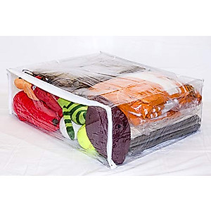Clear Vinyl Zippered Storage Bags 22 x 18 x 7.5 Inch Set of 5