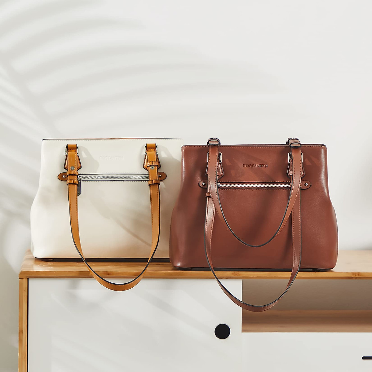 BOSTANTEN Women Handbag Leather Shoulder Bags Soft Designer Top Handle Purse (E01-brown)