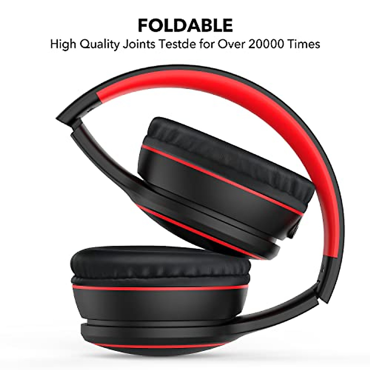 RORSOU B10 Bluetooth Headphones Over Ear, Lightweight Folding Stereo Bass Wireless and Wired Headset with Mic, 40H Playtime, Volume Control, Bluetooth 5.3 Headphones for iPad/Travel/Tablet/PC (Black)