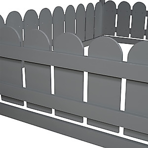 Harper & Bright Designs Full Size House Bed for Kids,Montessori Bed Full Size with Fence-Shaped Guardrails, Wood Toddler Full Floor Bed Frames for Girls, Boys(Full,Grey)