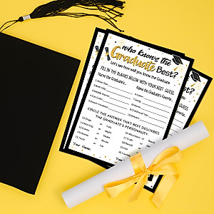 Yangmics Direct Who Knows the Graduates Best - Grad Graduation Party Game 2024 Party Supplies Decoration- 30 Cards