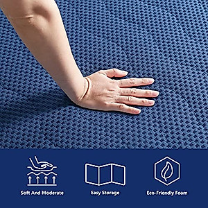 Olee Sleep 4 Inch Tri Folding Memory Foam Topper Blue, Full