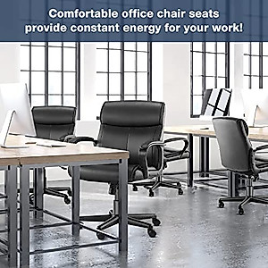 OLIXIS Office Desk Chair with Padded Armrests Executive Mid Back Lumbar Support and Adjustable Height & Tilt Angle PU Leather Swivel, Black
