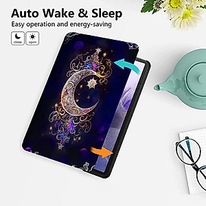 All-New HD 8 Plus Tablet Case, Kindle Fire HD 8 Case 10th Generation 2020 Folding Stand PU Leather Slim Smart Cover with Auto Wake/Sleep for Amazon Fire Tablet 2020, Moon Star Galaxy Floral