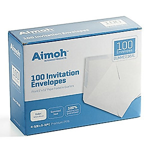 100 White A2 Invitation Envelopes - 4-3/8 X 5-3/4 Inches, 24 lb, White, GUMMED Closure, 100 Envelopes - Ideal for Invitations, Greetings, RSVP, Photo, Wedding Announcement Cards (36100)
