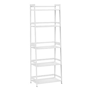 WTZ Bookshelf, White Book Shelf, Ladder Bookcase, 5 Tier Tall Book case for Bedroom, Living Room, Office, MC-508 (White)