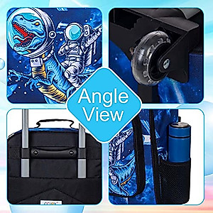 KLFVB Kids Luggage for Boys, Cute Dinosaur Rolling Wheels Suitcase for Toddler, Children Travel Carry on Suitcase