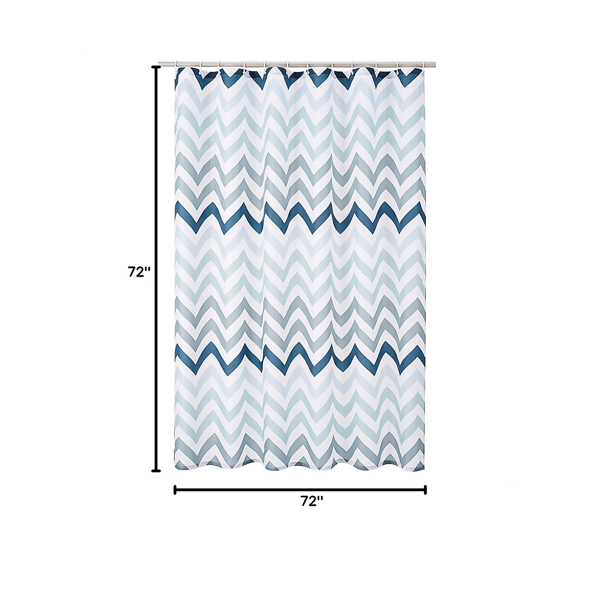 Amazon Basics Fabric Shower Curtain with Grommets and Hooks - 72 x 72 Inch, Blue Ombre Chevron