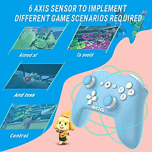 Bluetooth Controller for Switch/Mac/PC/Steam/Mobile Phone/iOS/Android//TV/iPad/Table/Apple Arcade MFi Games, Switch Pro Controller Wireless with Adjustable Dual Motion,Turbo,Macros,6-Axis,Wake Up