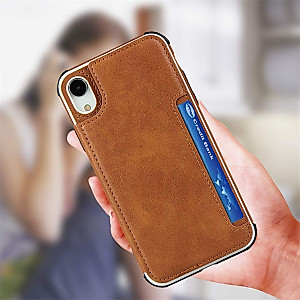 iCoverCase Wallet Case, with Card Slots Holder and Wrist Strap PU Leather Kickstand Double Magnetic Clasp Shockproof Cover Case for iPhone XR 6.1 Inch (Khaki)