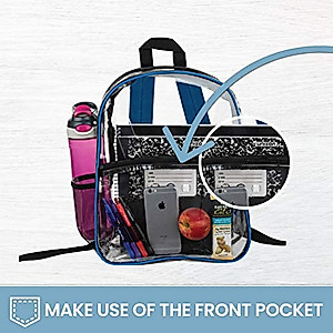Bags for Less [Set Of 2] Clear Backpack - Security Approved - Straps & Front Accessory Pocket