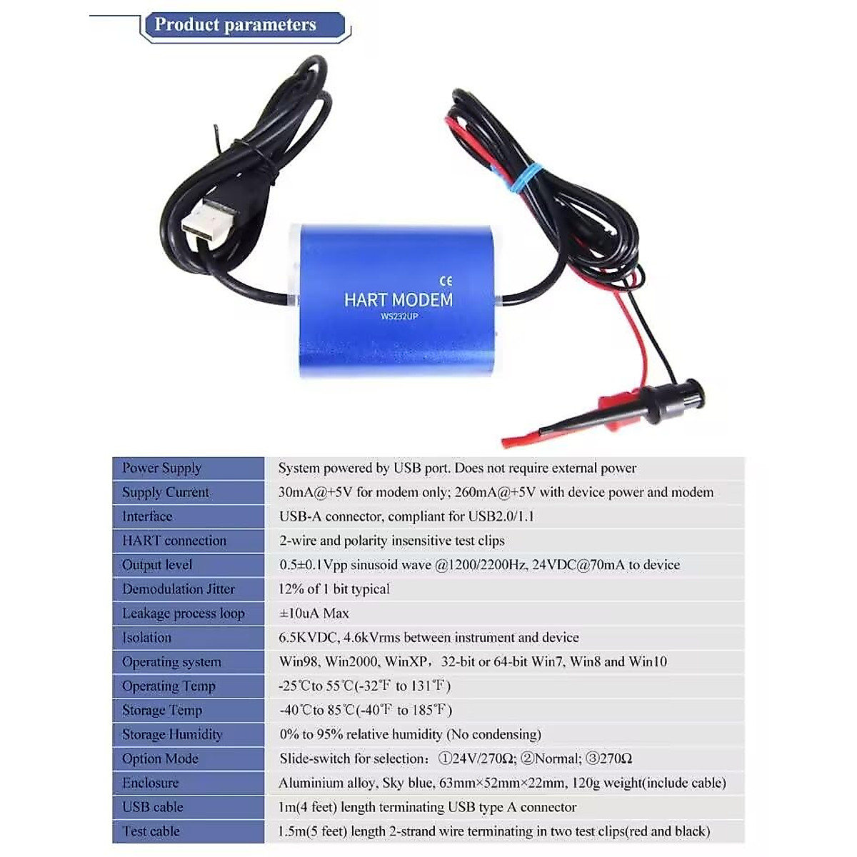 YJINGRUI USB Hart Modem USB to Hart Protocol Modem Hart Transmitter for Rosemount/ABB/Vega/E H/ETC Hart Protocol Device Adapt to Windows XP/7/8/10 with Built-in Loop Resistor