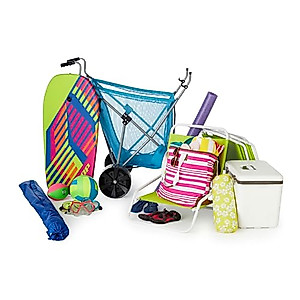 Seina All-Terrain Beach Cart Wheeler with Big Wheels for Sand | All Terrain Cart, Wide Wheels, Cart for Beach, Sand Cart, Beach Trolley, Collapsable, Compact, | Blue