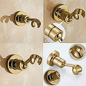 TINTON LIFE Universal Bathroom Adjustable Shower Head Wall Mount Holder Base Removable Bracket Shower Head Adapter For Kids or Adults(Circle Titanium Gold)