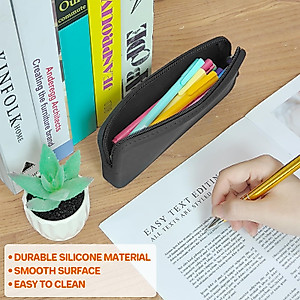 Silicone Pencil Case, Waterproof Silicone Cosmetic Bag, Pencil Bag, Multifunctional Pencil Case Aesthetic, Zipper Storage Bag (Black)