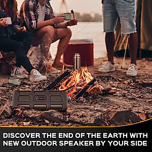 TREBLAB FX100 - Portable Bluetooth Speaker, 20W Rugged Outdoor Speaker, 35H Battery, IPX7 Waterproof Speaker with Metal and Rubber Body, Wireless Speaker w/Powerbank for Work, Travel, Bike, Beach