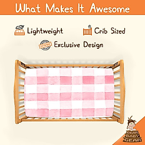 Dear Baby Gear Deluxe Crib Sheet Cotton Polyester Baby Crib Sheets, Soft Machine-Washable Crib Mattress Sheet, Baby Bed Sheets - Watercolor White Pink Plaid - 52"x28"x10"