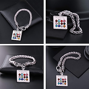 VASSAGO Ancient Amulet Judaic Hoshen 12 Tribes of Israel Breastplate of the High Priest Pendant Jewish Wheat Chain Bracelet (colorful)