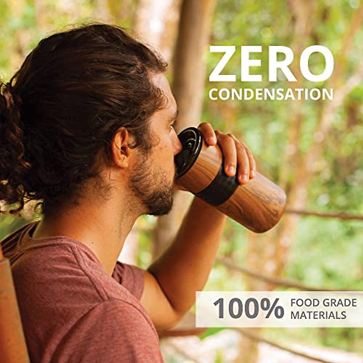 Elemental Artisan Insulated Tumbler, Triple Wall Coffee Travel Mug, Reusable Stainless Steel Coffee Tumbler with Ceramic Lid, Thermal Coffee Cups for Hot (6 Hrs) & Cold (18 Hrs), 16oz - Teak Wood