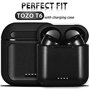 Claiol Protective Case Compatible for Tozo T6, Upgraded Shockproof Tozo T6 Case Cover with Metal Carabiner. (Black)