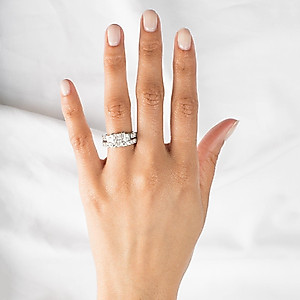 2ctw Princess Diamond Composite White Gold Engagement and Wedding Ring Bridal Set | Harmony Collection - Size 7