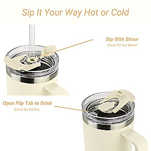 Drinco 40oz 30 oz Tumbler with Handle, Straw Lid, Insulated Stainless Steel Travel Mug Water Bottle Ice Coffee Cup For Cold and Hot, BigSur (30oz, Oakmilk)