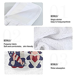 KOCOART Independence Day Kitchen Hand Towels Patriotic Gnomes Hanging Tie Towel 4th of July Dish Towels with Loop 2PCS, Soft Super Absorbent Fingertip Tie Towel Tea Dish Cloths for Bathroom