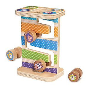 Melissa & Doug First Play Wooden Safari Zig-Zag Tower with 4 Rolling Pieces