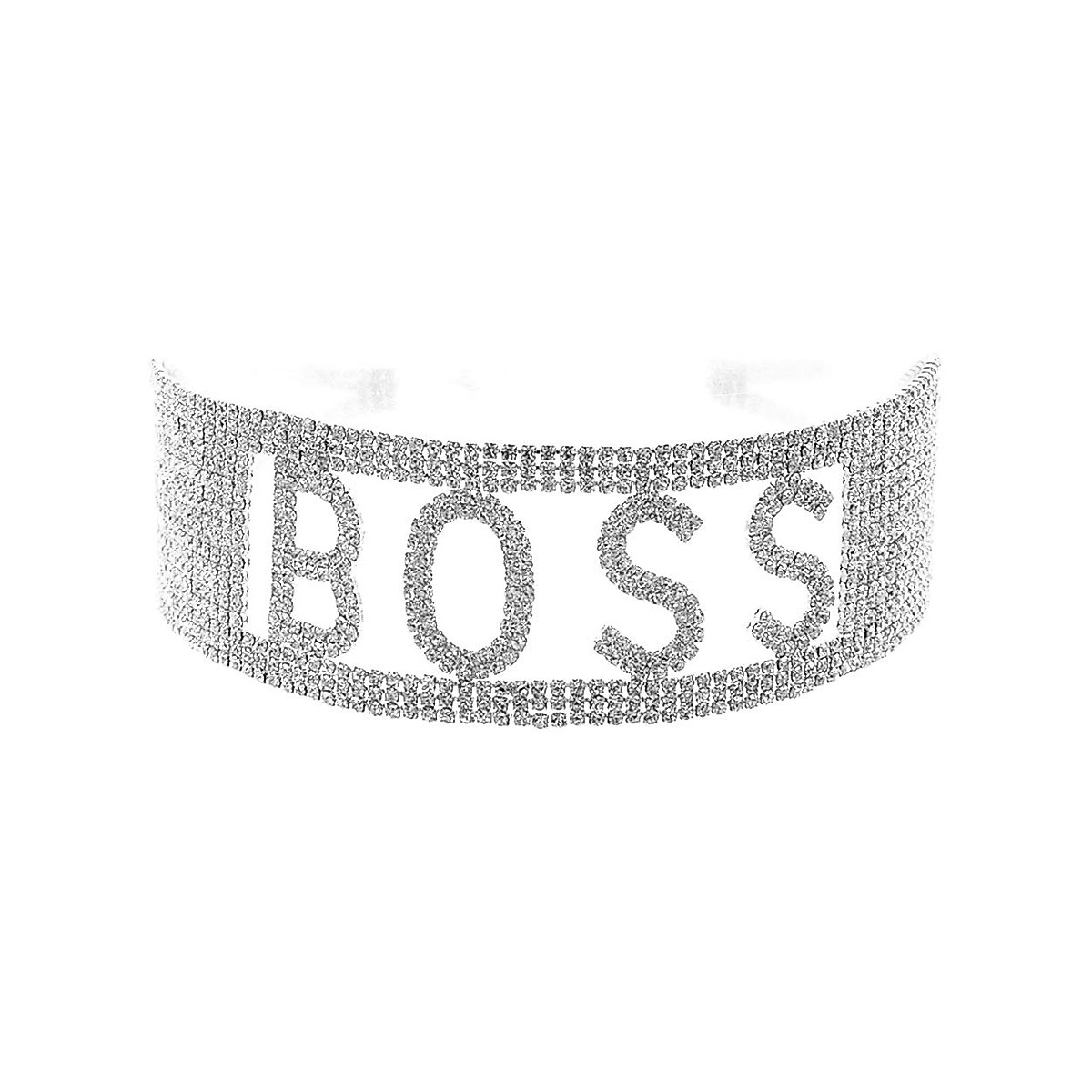 Arsimus Boss Crystal Rhinestone Choker Necklace (Boss (Silver))