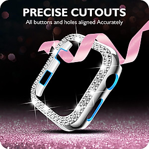 DABAOZA Compatible for Apple Watch 38mm Case Bumper Cover Series 3 2 1 38mm, Bling Women Girls Dressy Diamonds Crystal Bumper Hard PC Shockproof Case for iWatch (Silver, 38mm)