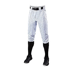 EvoShield Boys Pinstripe Open Bottom Pants, White/Navy, Medium US