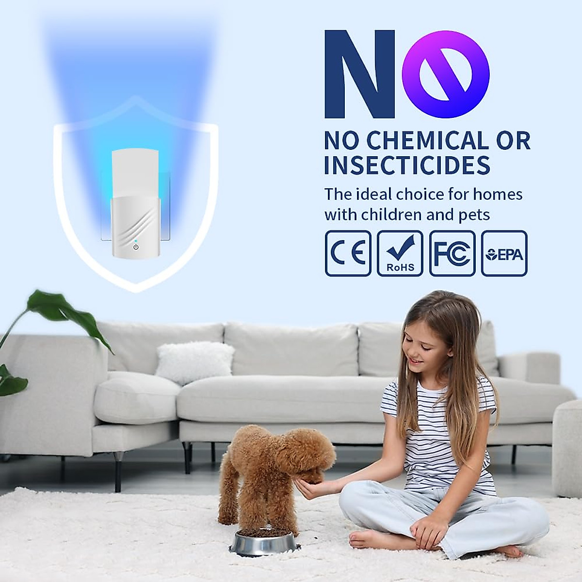 Frogoom Flying Insect Trap, Fruit Fly Traps for Indoors Gnat, Mosquito, Moth and Housefly, Plug-in Bug Light UV Attractant Catcher Fly Traps Indoor for Home Office - No Odor (2 Device + 10 Glue Cards)