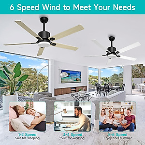 BECLOG 60" Ceiling Fan with Light, Ceiling Fans Indoor Outdoor with Remote Ceiling Fan DC Motor with Lights LED for Patios, Bedroom, Farmhouse, Dining Room, Kitchen, Living Room