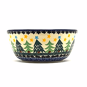 Polish Pottery Bowl - Ice Cream/Dessert - Christmas Trees