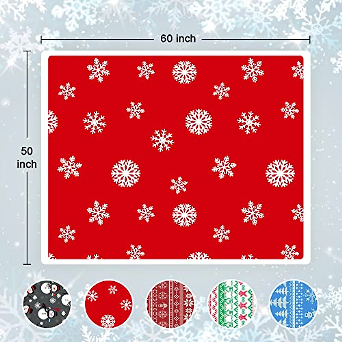 Touchat Red Sherpa Christmas Throw Blanket, Fuzzy Fluffy Soft Cozy Blanket, Fleece Flannel Plush Microfiber Blanket for Couch Bed Sofa (50" X 60",Snowflake)