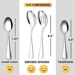VIVANI Serving Spoon Set, 8.5 inches Serving Spoons Stainless Steel x 2, Slotted Serving Spoons x 2, Serving Utensils Set for Parties Buffet Banquet