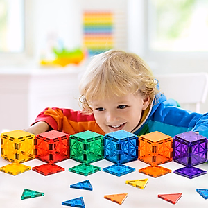 Gemmicc Magnetic Tiles, Magnet Toys Building Blocks for Kids, STEM Approved Educational Toys, Starter Set Magnet Puzzles Stacking Blocks,Sensory Montessori Toys for Boys Girls