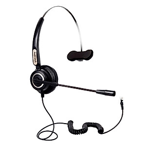 VoiceJoy Corded Telephone Headset RJ9 w/Noise Cancelling Mic, Office Phone Headset for Polycom VVX310 VVX410 VVX411 Avaya 1416 ShoreTel 230 Plantronics S12 Allworx NEC Landline Phones