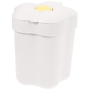 TEHAUX Mini Desk Trash Can with Lid, Desktop Mini Plastic Waste Garbage Can Countertop Garbage Bin Cute Flower Shape Wastebasket Mini Waste Can for Desk Car Office Home Kitchen, White