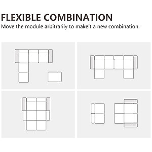 Wimarsbon Convertible Modular Sectional Sofa Couch 4 Seats Modular Sofa with Storage Ottomans Modern Modular Sofa Set for Living Room Lounge