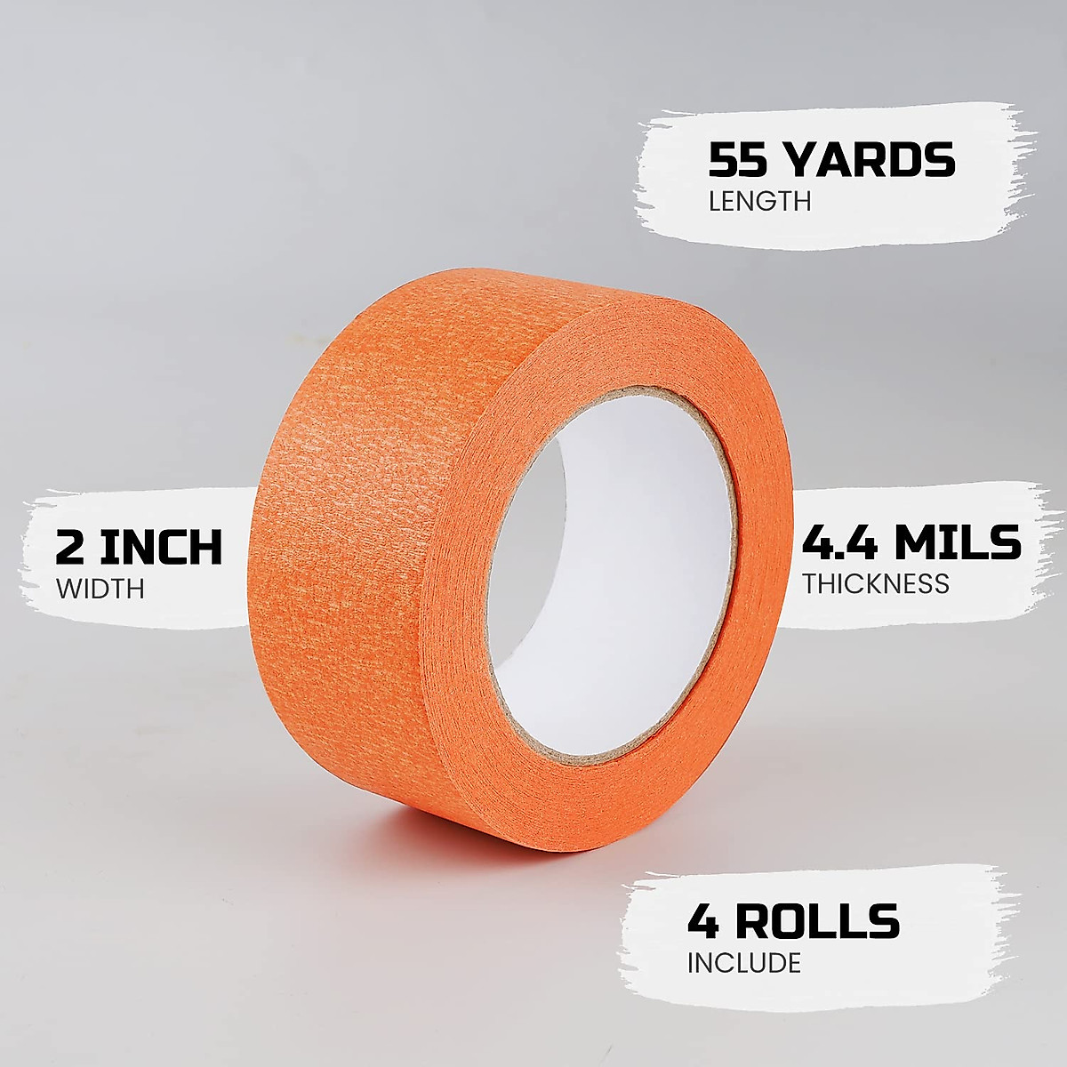 Lichamp 4 Pack Orange Painters Tape 2 inch Wide, Medium Adhesive Orange Masking Tape Bulk Multi Pack, 2 inch x 55 Yards x 4 Rolls (220 Total Yards)