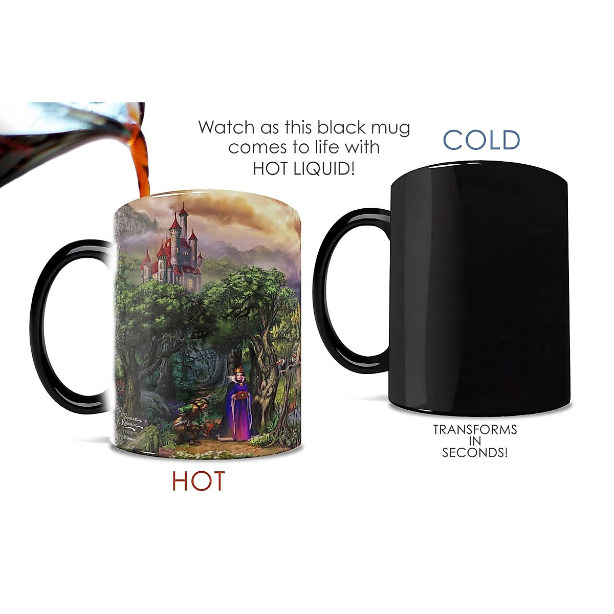 Morphing Mugs Disney – The Evil Queen – Thomas Kinkade Studios - One 11 oz Color Changing Ceramic Mug – Image Revealed When HOT Liquid Is Added!