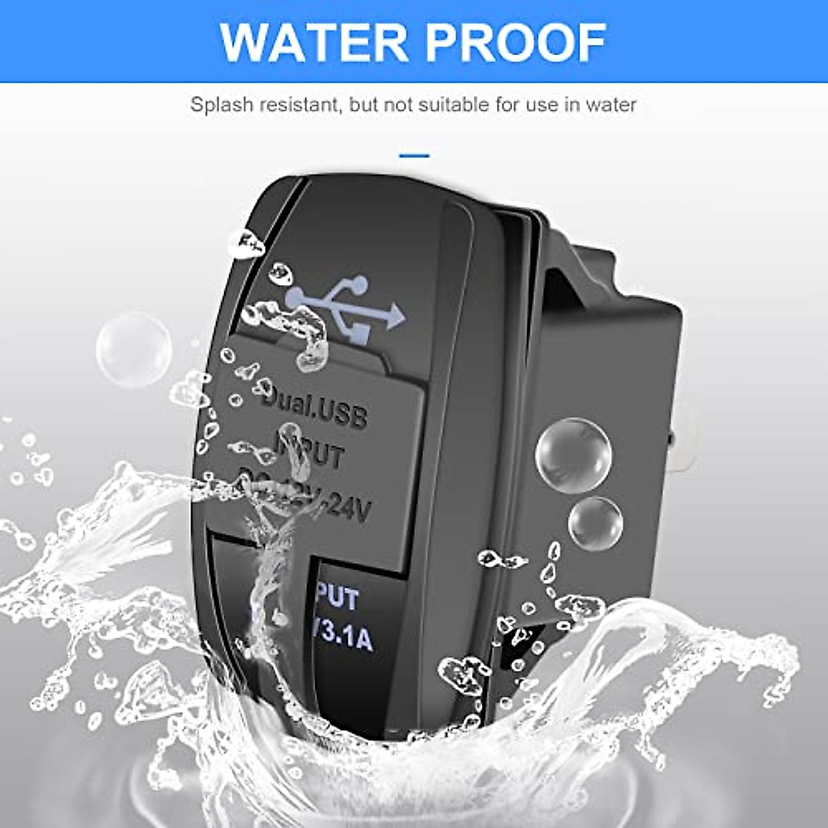 2023 Upgrade Rocker Switch Style USB Charger 12V/24V Dual USB Car Charger Adapter