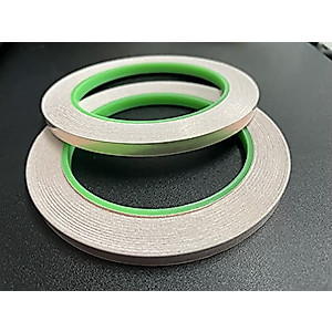 2pcs Copper Tape with Double-Sided Conductive Copper Foil Tape Self Adhesive EMI Shielding Stained Glass Supplies Soldering Electrical Repairs Paper Circuits Grounding, 1/4inch