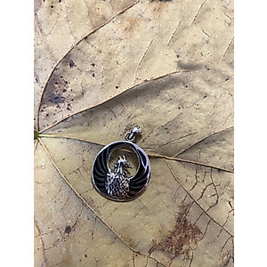 Jewelry Trends Sterling Silver Phoenix Fire Bird Pendant Created Black Onyx